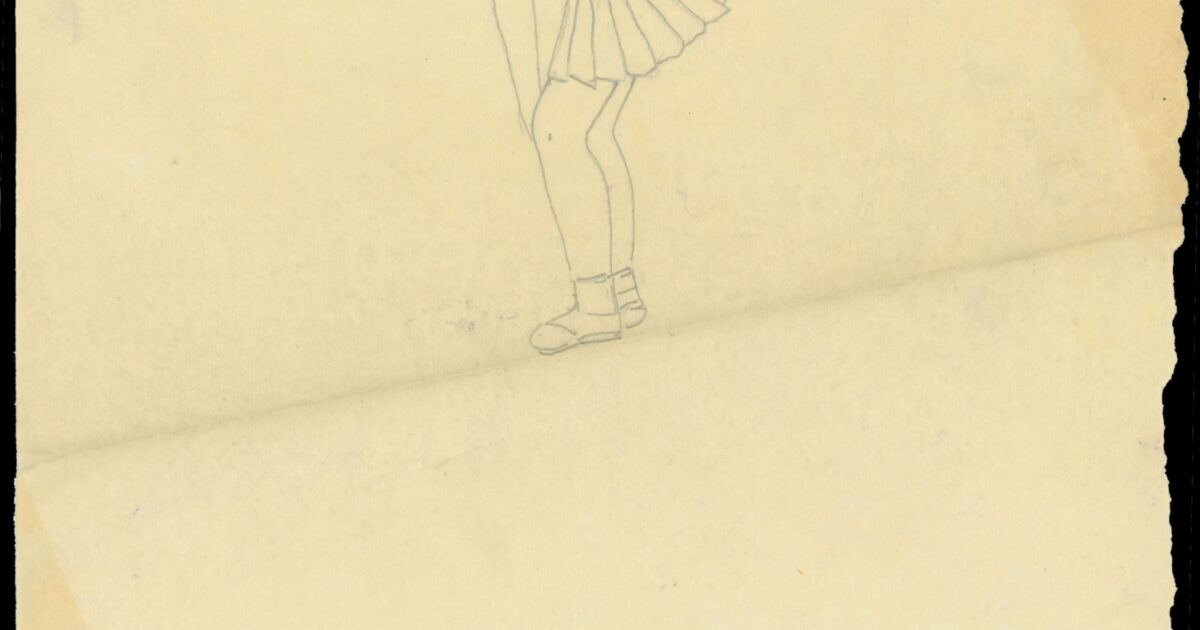 "Tracing of cheerleader with braids" | Intuit Art Museum